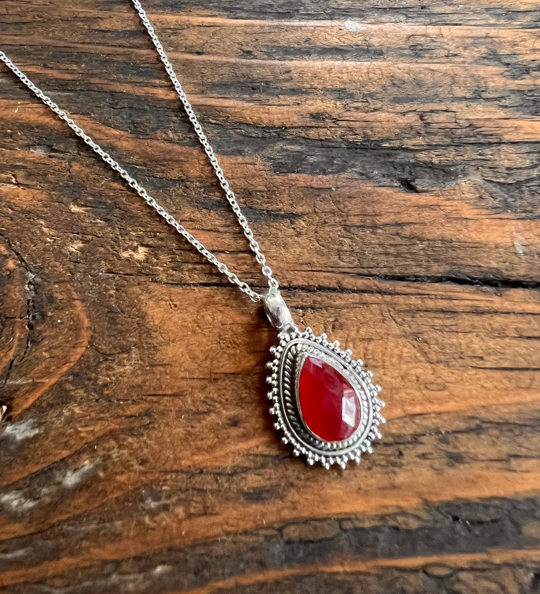 Rubi necklace, Faceted rubi necklace, Boho pink necklace, Pink ruby ne ...